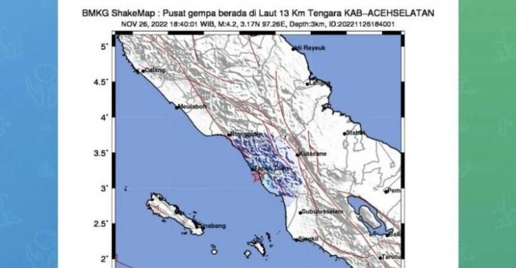 Aktivitas Sesar Lokal Picu Gempa M4,6 Tapaktuan Aceh Selatan