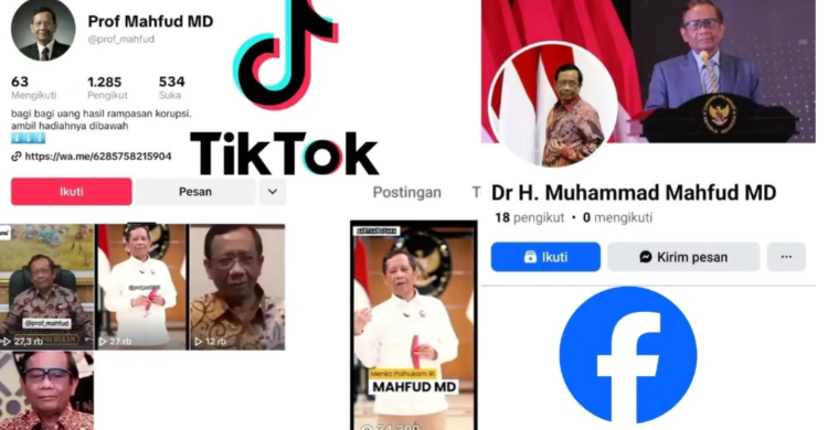 Akun Medsos Palsu Mahfud MD Dilaporkan Ke Polisi