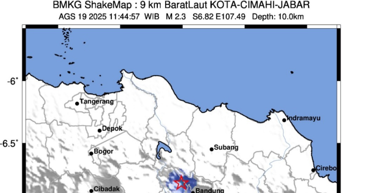 BMKG: Gempa Tektonik M2,3 Kota Cimahi Terjadi Akibat Aktivitas Sesar Aktif