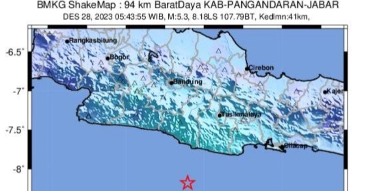 Gempa Tektonik M5,3 Guncang Pangandaran, Begini Penjelasan BMKG