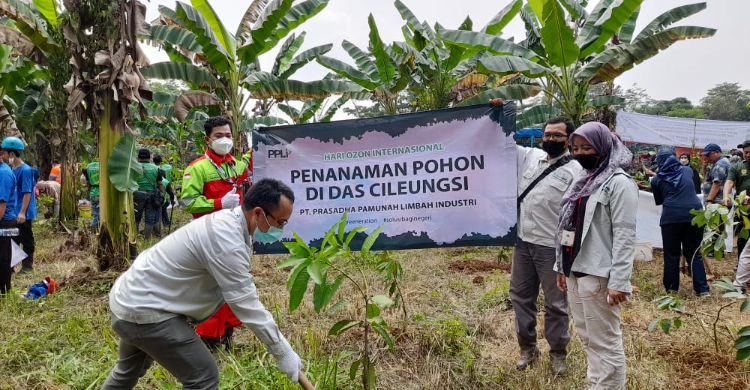 Peringati Hari Ozon, PPLI Tanam Pohon Di Tepi Sungai Cileungsi