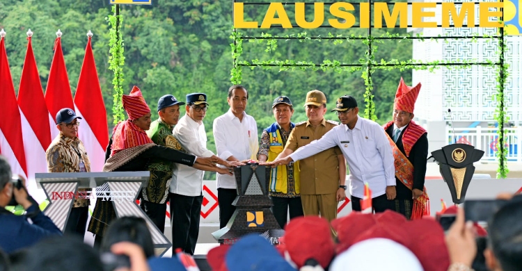 Pj Gubernur Sumut Agus Fatoni Dampingi Jokowi Resmikan Bendungan Lau Simeme