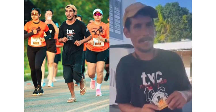 Pria Mabuk Ikut Lomba Lari Pakai Sandal Jepit