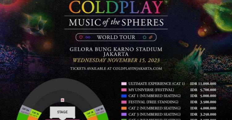 Pre-sale 17 Mei 2023, Tiket Konser Coldplay Mulai Rp 800 Ribu - Rp 11 Juta