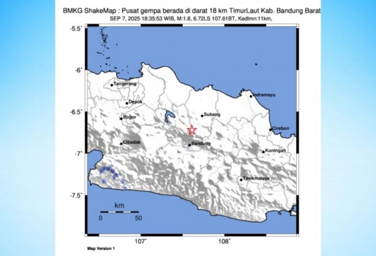 BMKG: Gempa Darat M1,8 Bandung Barat Dipicu Aktivitas Sesar Aktif