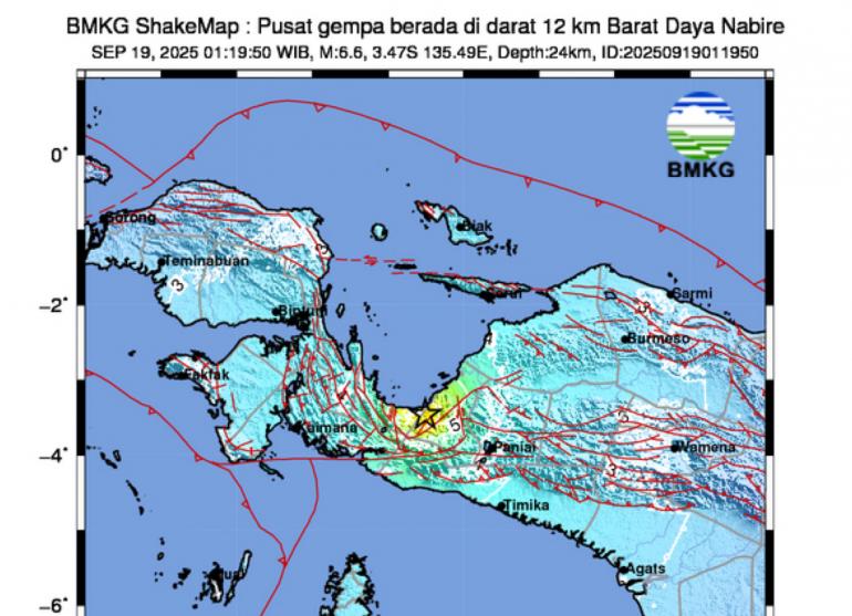 Gempa M6,5 Nabire Dipicu Aktivitas Sesar Anjak Weyland, Tidak Berpotensi Tsunami
