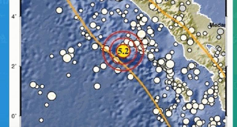 Gempa Terkini Magnitudo 5,2 Guncang Barat Laut Sinabang