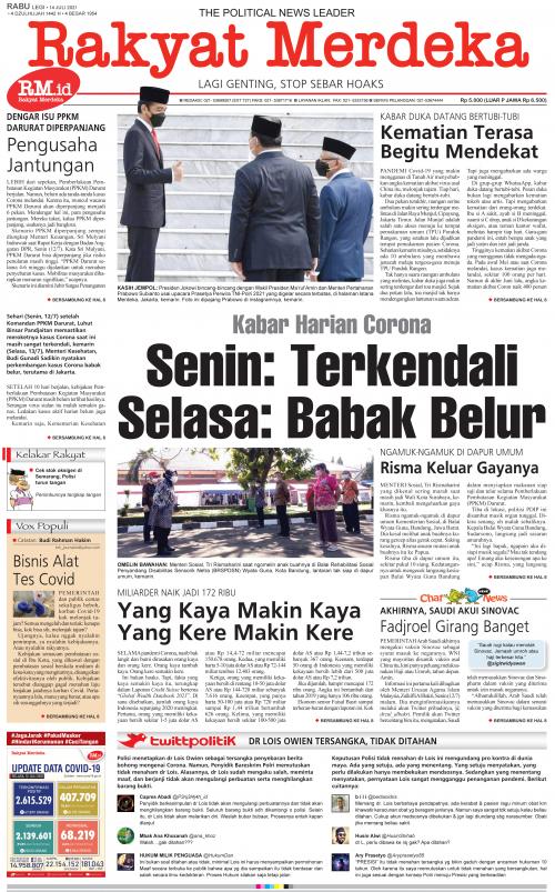 Epaper Rakyat Merdeka 14 Juli 2021