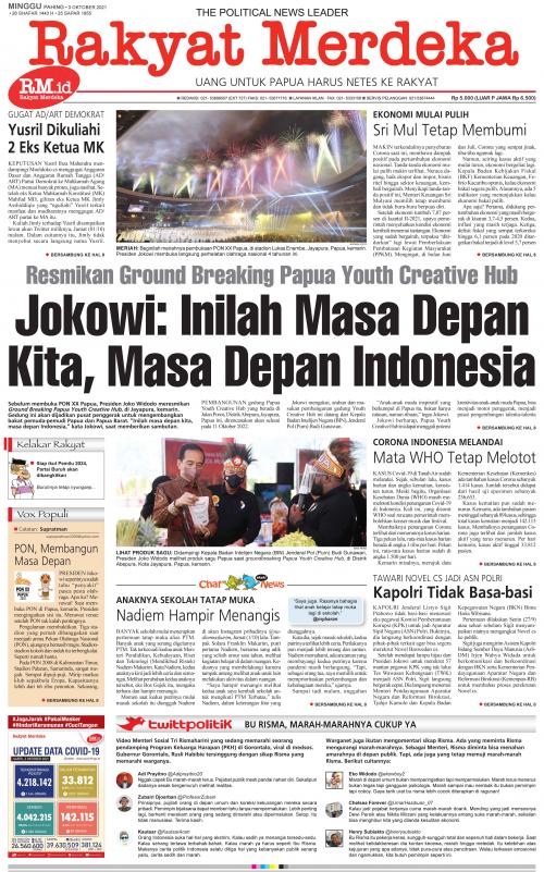 Epaper Rakyat Merdeka 3 Oktober 2021