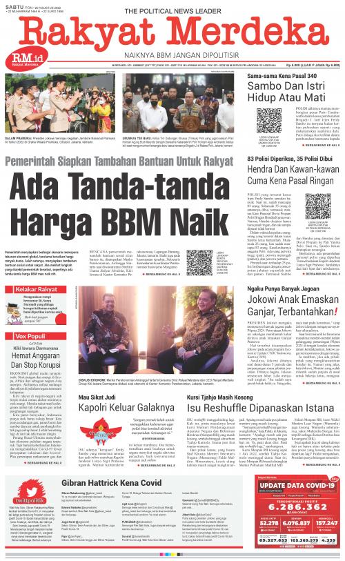 Epaper Rakyat Merdeka 20 Agustus 2022