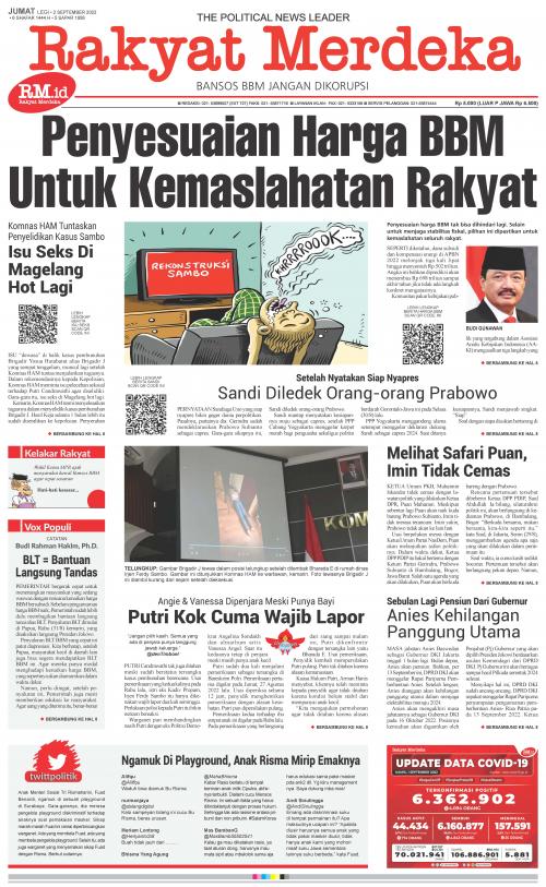Epaper Rakyat Merdeka 2 September 2022