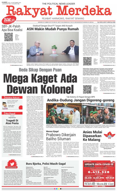 Epaper Rakyat Merdeka 22 September 2022