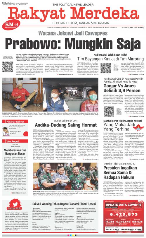 Epaper Rakyat Merdeka 27 September 2022