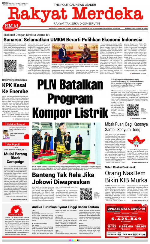 Epaper Rakyat Merdeka 28 September 2022