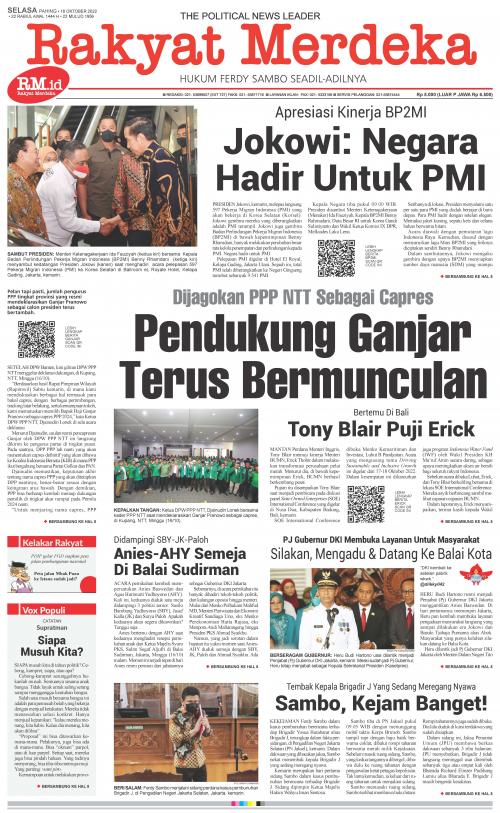 Epaper Rakyat Merdeka 18 Oktober 2022