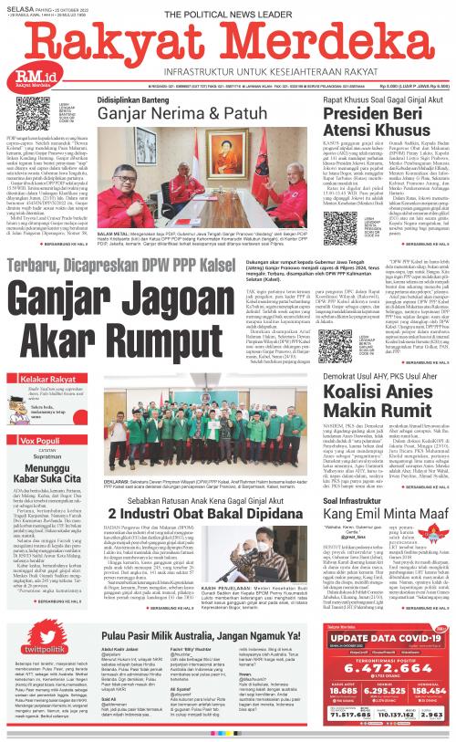 Epaper Rakyat Merdeka 25 Oktober 2022