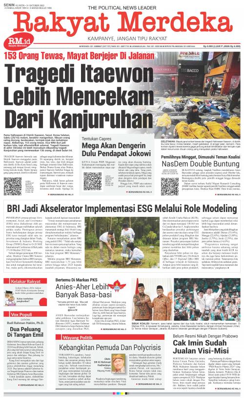 Epaper Rakyat Merdeka 31 Oktober 2022