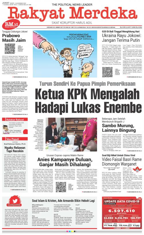 Epaper Rakyat Merdeka 4 November 2022