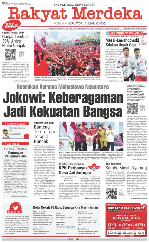 Epaper Rakyat Merdeka 30 November 2022