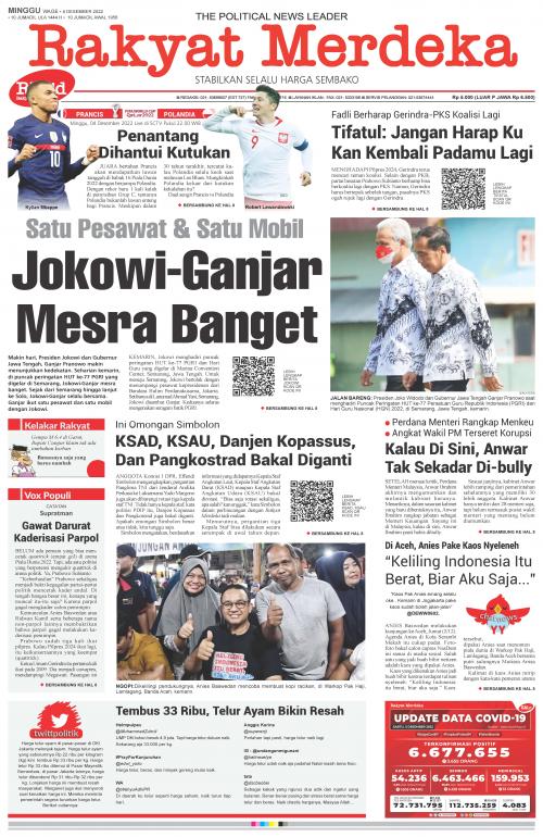 Epaper Rakyat Merdeka 4 Desember 2022