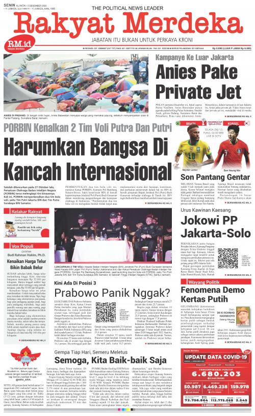 Epaper Rakyat Merdeka 5 Desember 2022