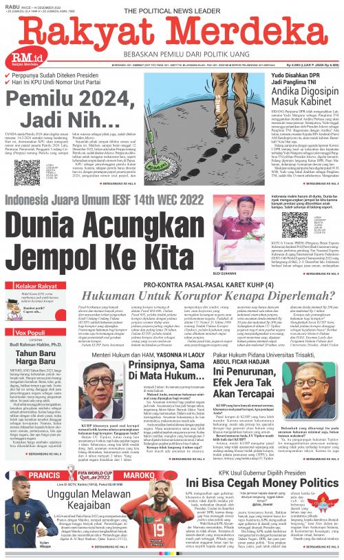 Epaper Rakyat Merdeka 14 Desember 2022