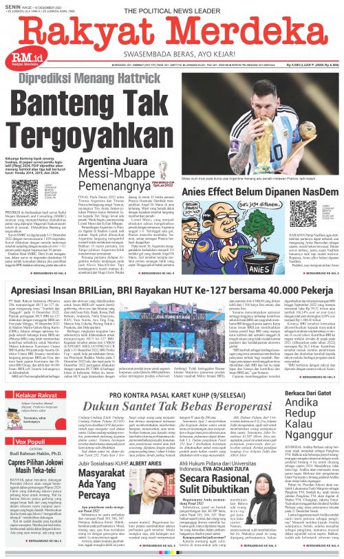 Epaper Rakyat Merdeka 19 Desember 2022
