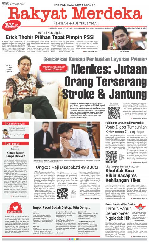 Epaper Rakyat Merdeka 16 Februari 2023