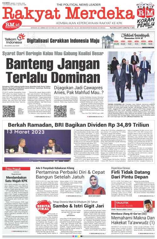 Epaper Rakyat Merdeka 13 April 2023