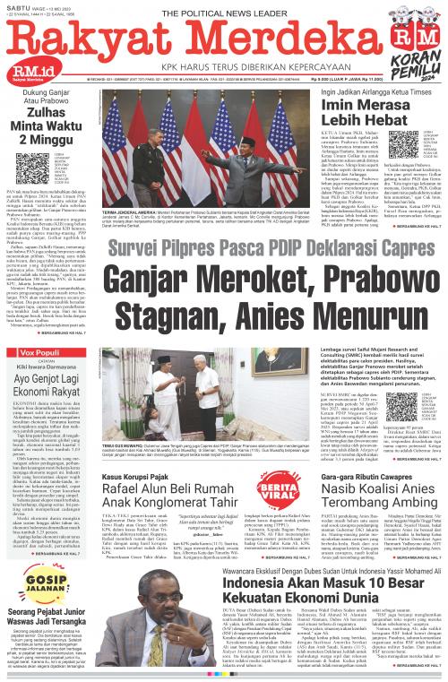 Epaper Rakyat Merdeka 13 Mei 2023