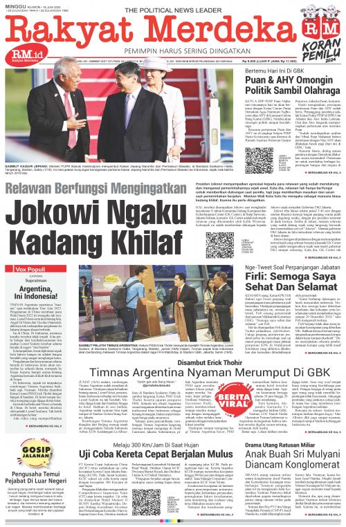 Epaper Rakyat Merdeka 18 Juni 2023