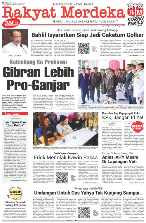 Epaper Rakyat Merdeka 23 Juli 2023