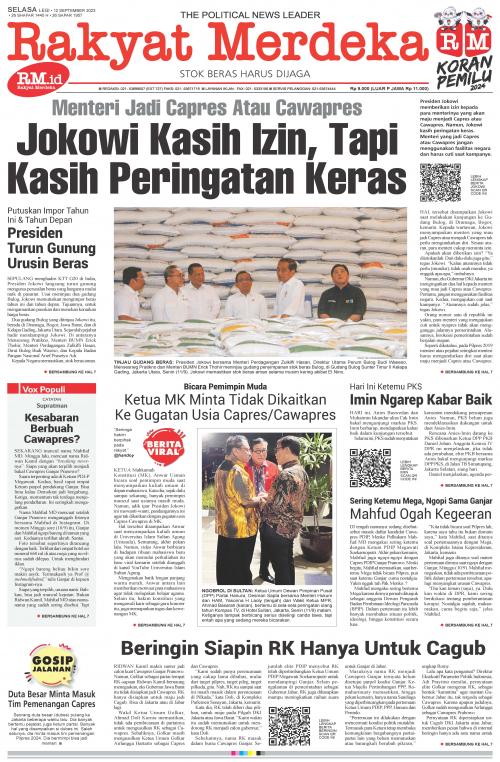 Epaper Rakyat Merdeka 12 September 2023