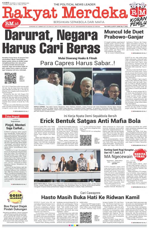Epaper Rakyat Merdeka 21 September 2023