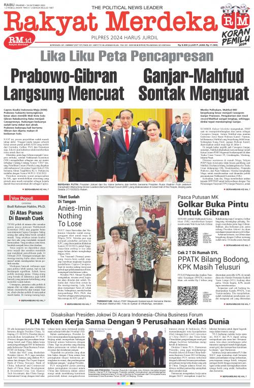Epaper Rakyat Merdeka 18 Oktober 2023