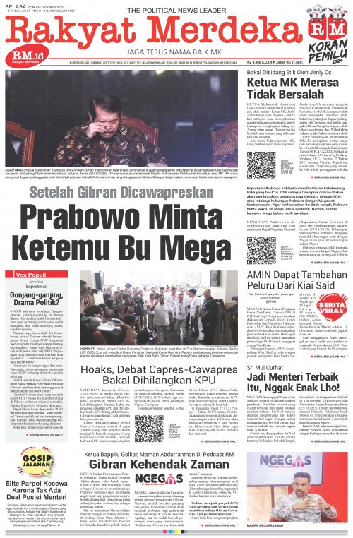 Epaper Rakyat Merdeka 24 Oktober 2023