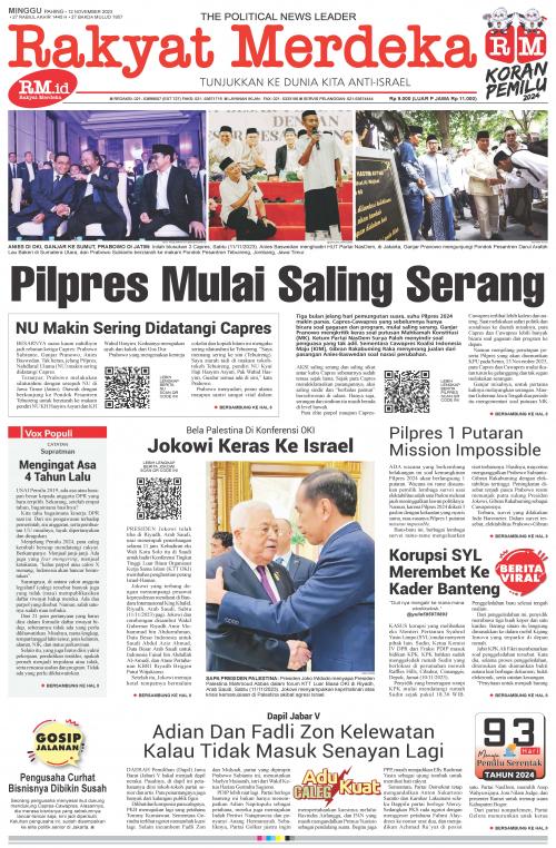 Epaper Rakyat Merdeka 12 November 2023