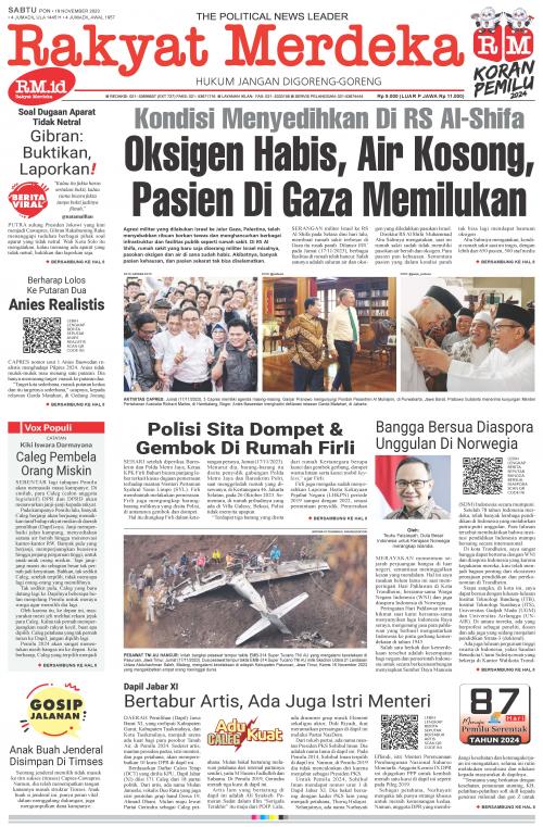 Epaper Rakyat Merdeka 18 November 2023