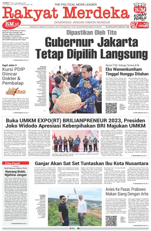 Epaper Rakyat Merdeka 8 Desember 2023