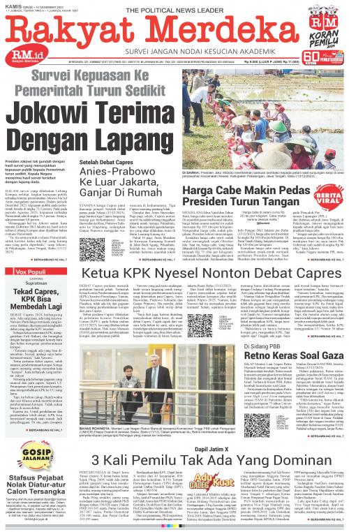 Epaper Rakyat Merdeka 14 Desember 2023