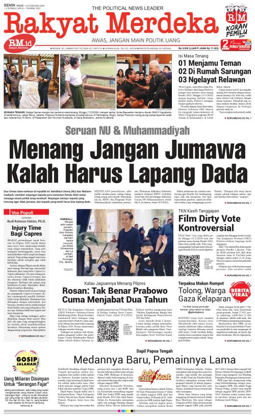 Epaper Rakyat Merdeka 12 Februari 2024