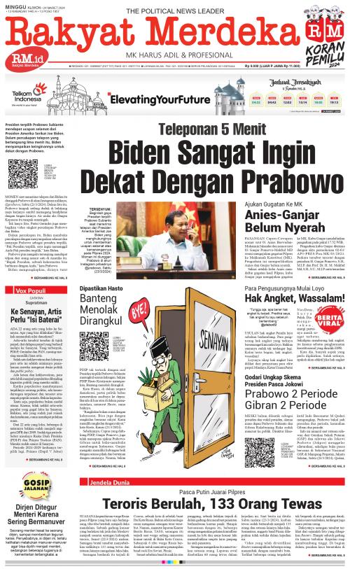 Epaper Rakyat Merdeka 24 Maret 2024