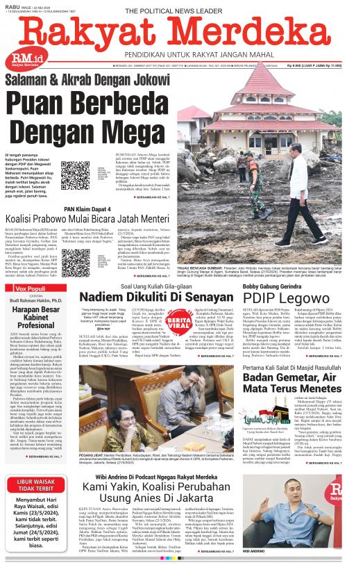 Epaper Rakyat Merdeka 22 Mei 2024