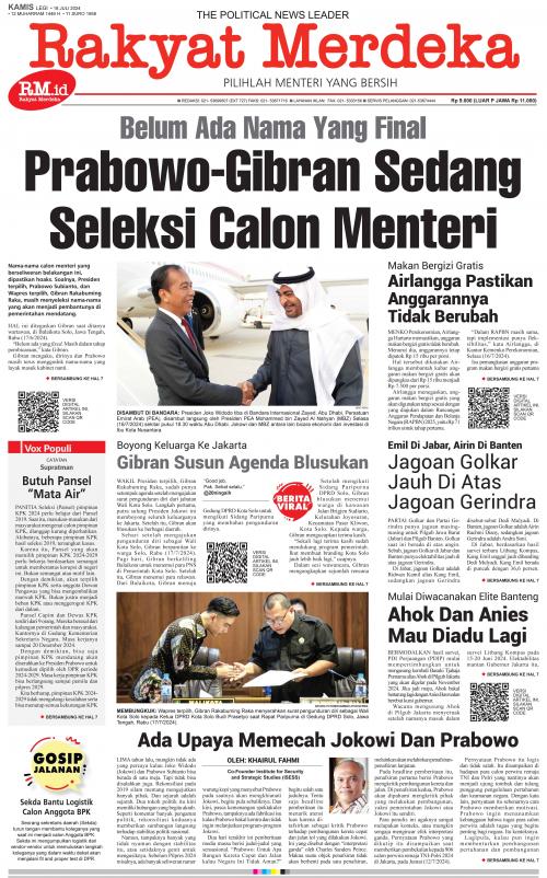 Epaper Rakyat Merdeka 18 Juli 2024