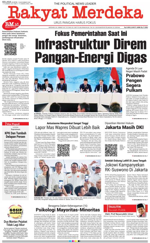 Epaper Rakyat Merdeka 19 November 2024