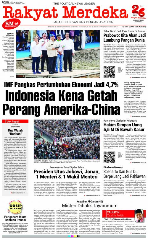 Epaper Rakyat Merdeka 24 April 2025